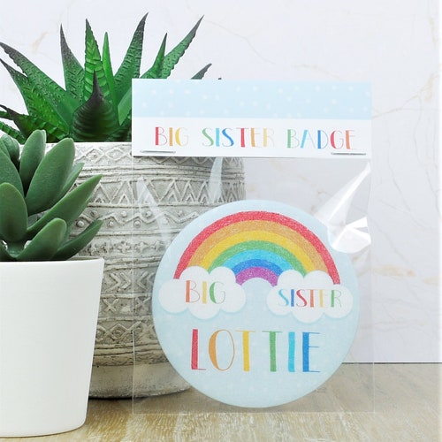 Personalised New Big Sister Badge - Etsy UK