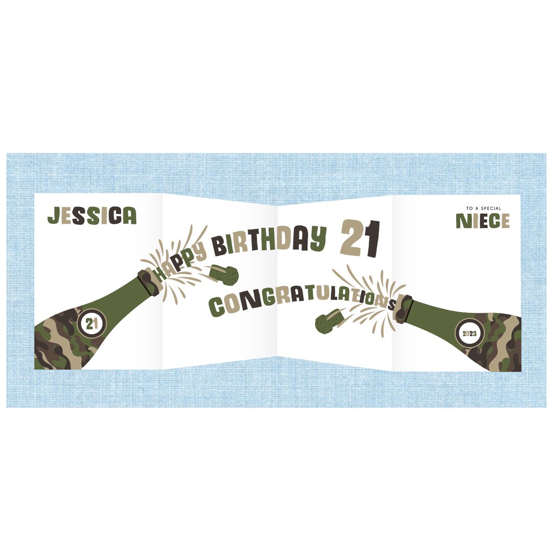 Personalised Concertina Army Style Birthday Card 18th 21st 30th 40th ...