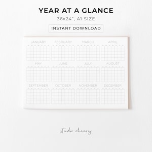 Printable Yearly Planner, Printable Year at A Glance Planner ...