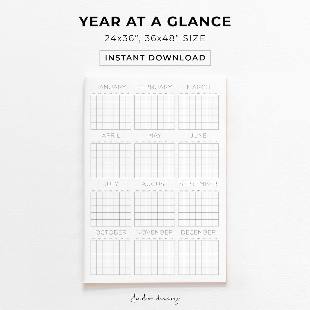 Year at a Glance Yearly Big Wall Calendar Planner Annual Planner ...