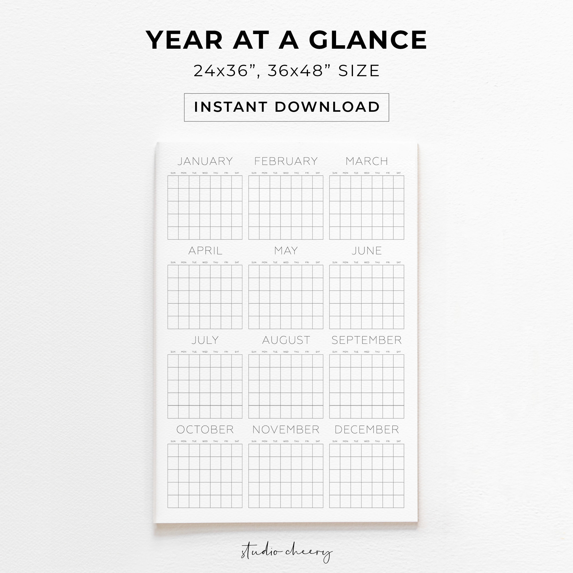Year at a Glance Yearly Big Wall Calendar Planner Annual Planner ...