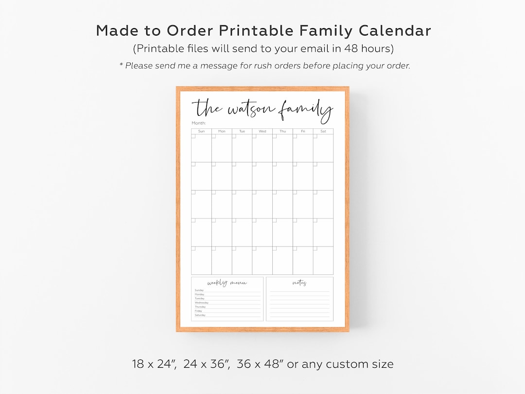 Family Calendar Personalized Custom Prints Wall Calendar Personalized ...