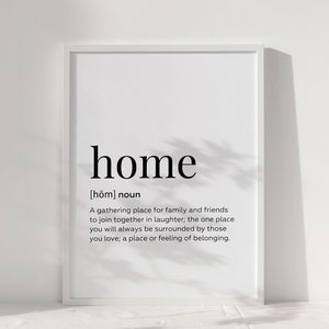 Home Decor Wall Art Printable Home Definition Print Housewarming Gift ...
