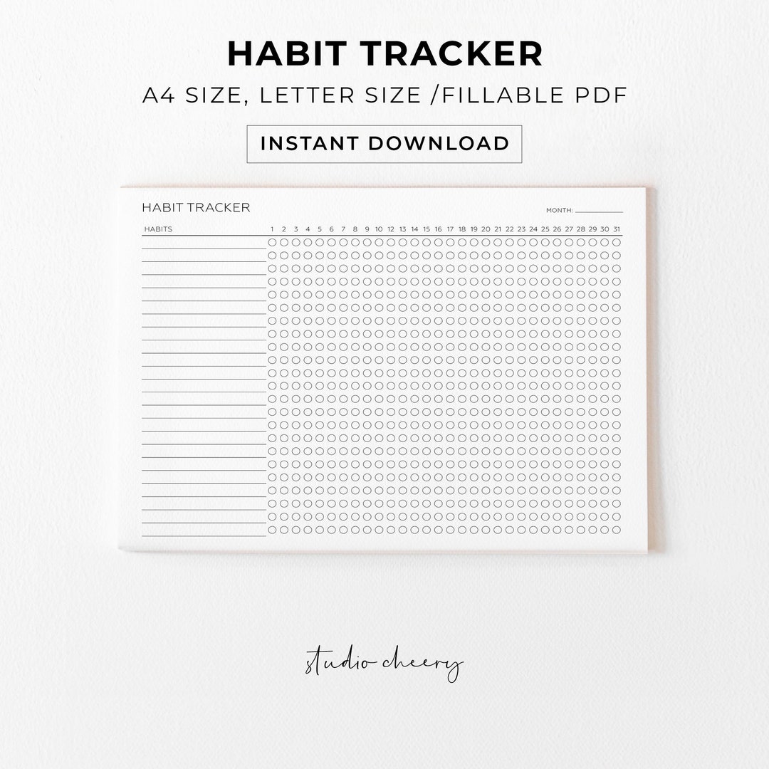 Monthly Habit Tracker Printable Goal Tracker Habit Tracker Template ...