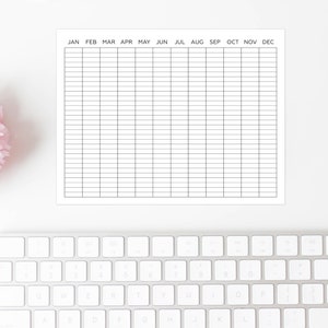 Year at a Glance Yearly Calendar Planner Annual Planner Printable ...
