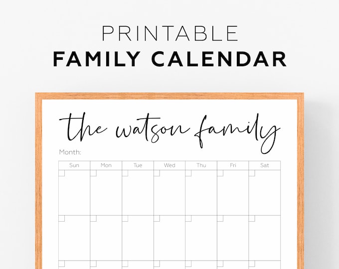 Family Calendar Printable, Monthly Family Schedule, Family Planning ...