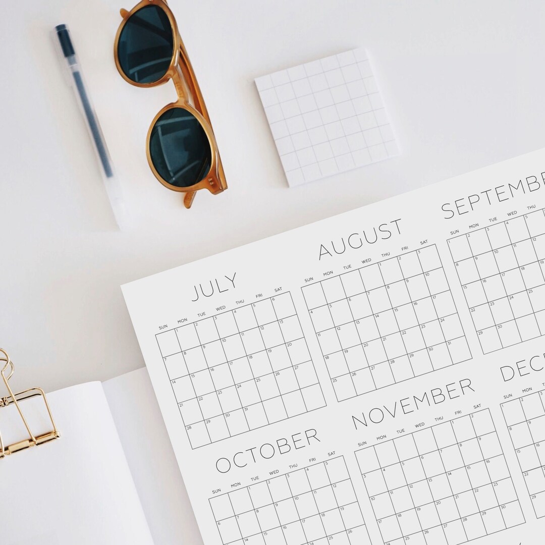 Academic Wall Calendar, 2024, 2025, Printable PDF Instant Download ...