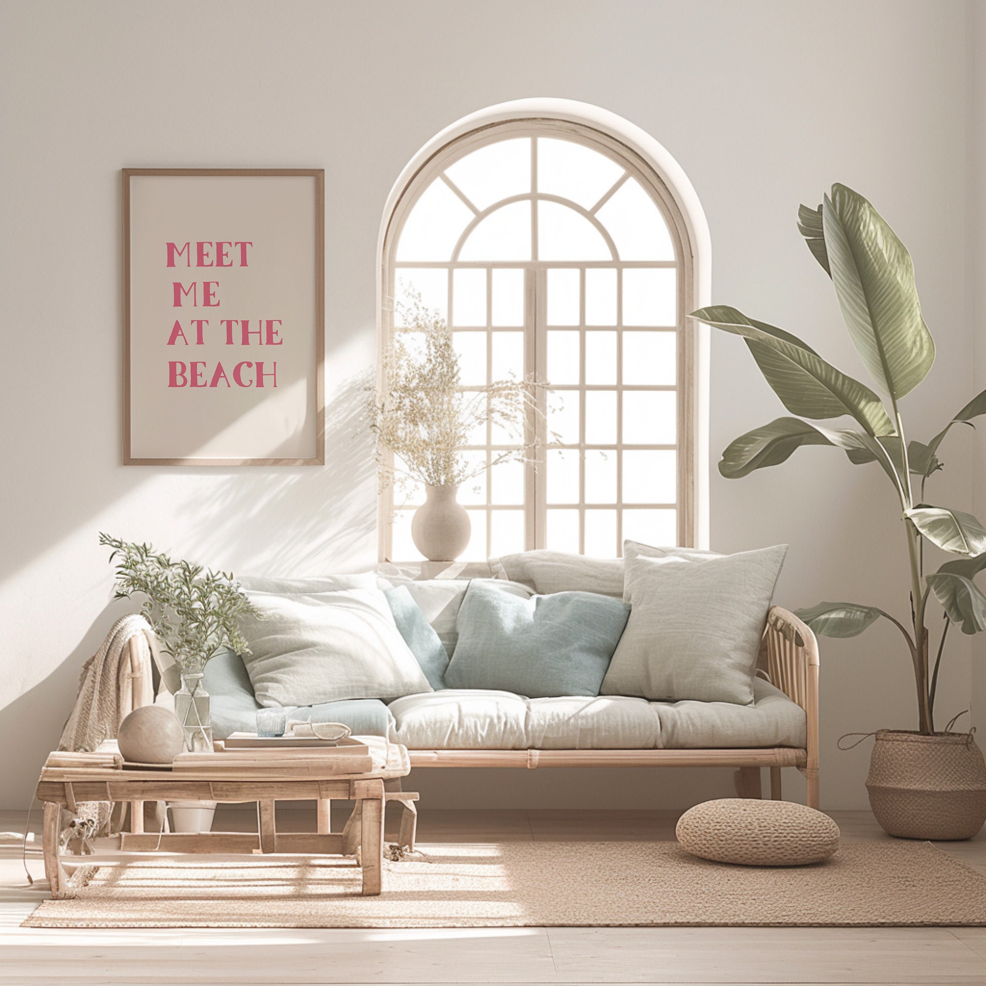 Meet Me at the Beach, Wall Decor, Coastal Wall Art Print, Typography ...