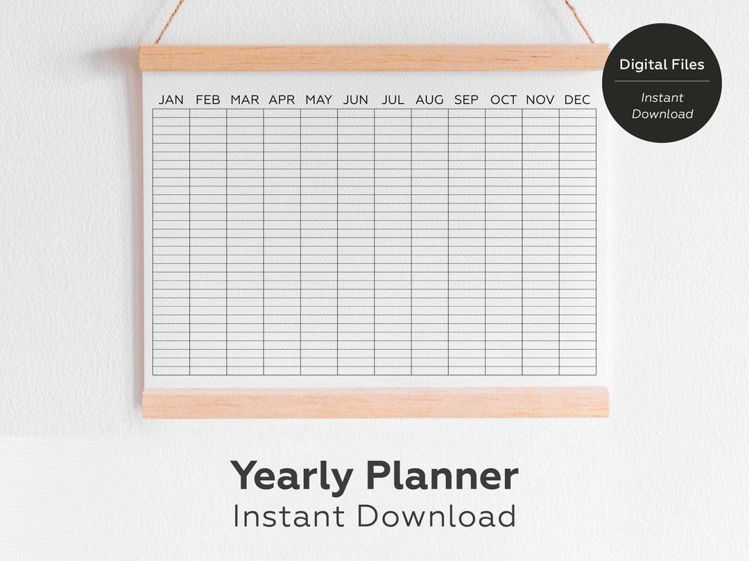 Year at a Glance Yearly Calendar Planner Annual Planner Printable ...