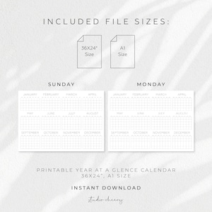 Printable Yearly Planner, Printable Year at A Glance Planner ...