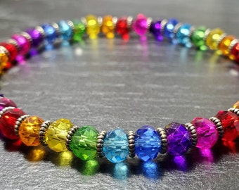 Handmade Rainbow Bead Bracelet - Etsy