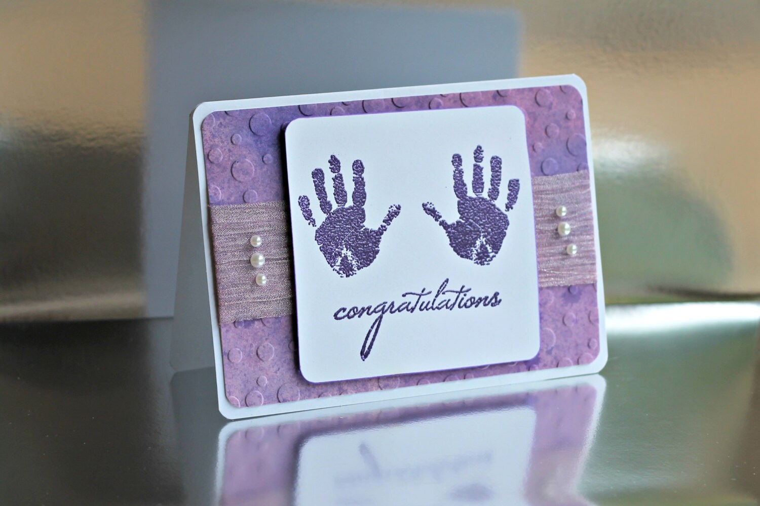 Baby Shower Handmade Card With Envelope Purple your Choice | Etsy