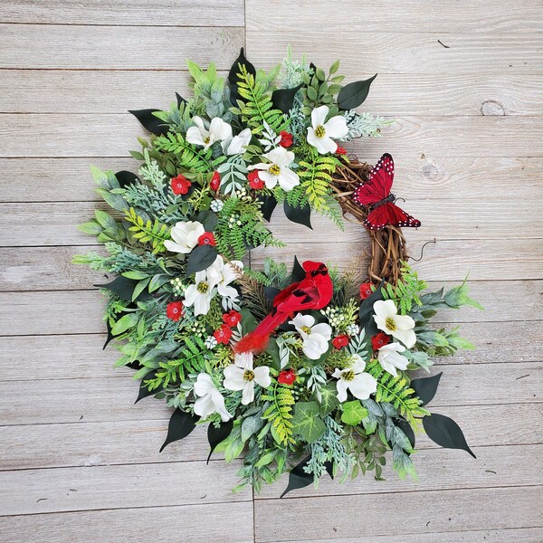Cardinal Wreath - Etsy