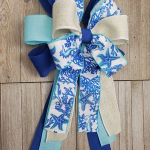 Blue Beach Seahorse Starfish Bow Ocean 2 Sizes Outdoor Indoor Coral ...