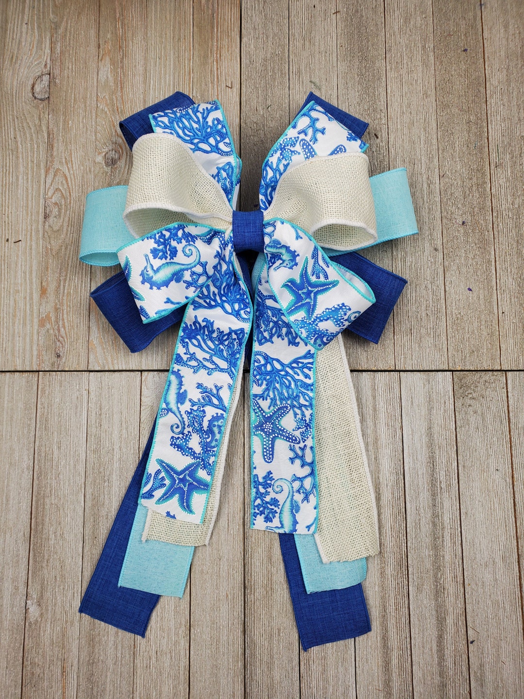 Blue Beach Seahorse Starfish Bow Ocean 2 Sizes Outdoor Indoor Coral ...