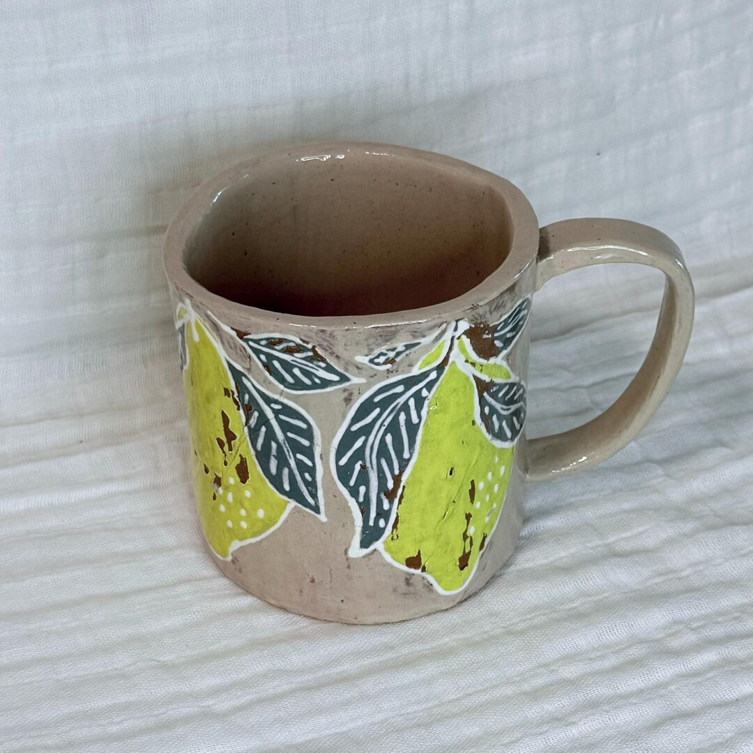 Handmade Studio Pottery Lemon Mug: Rustic Ceramic Coffee Cup - Etsy