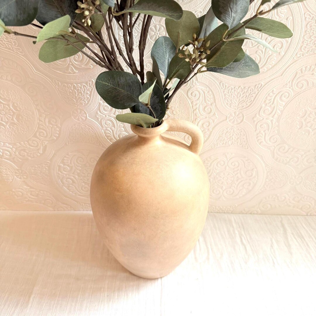 Studio Mcgee Weathered Jug Vase Neutral Ceramic Pitcher Farmhouse Decor ...