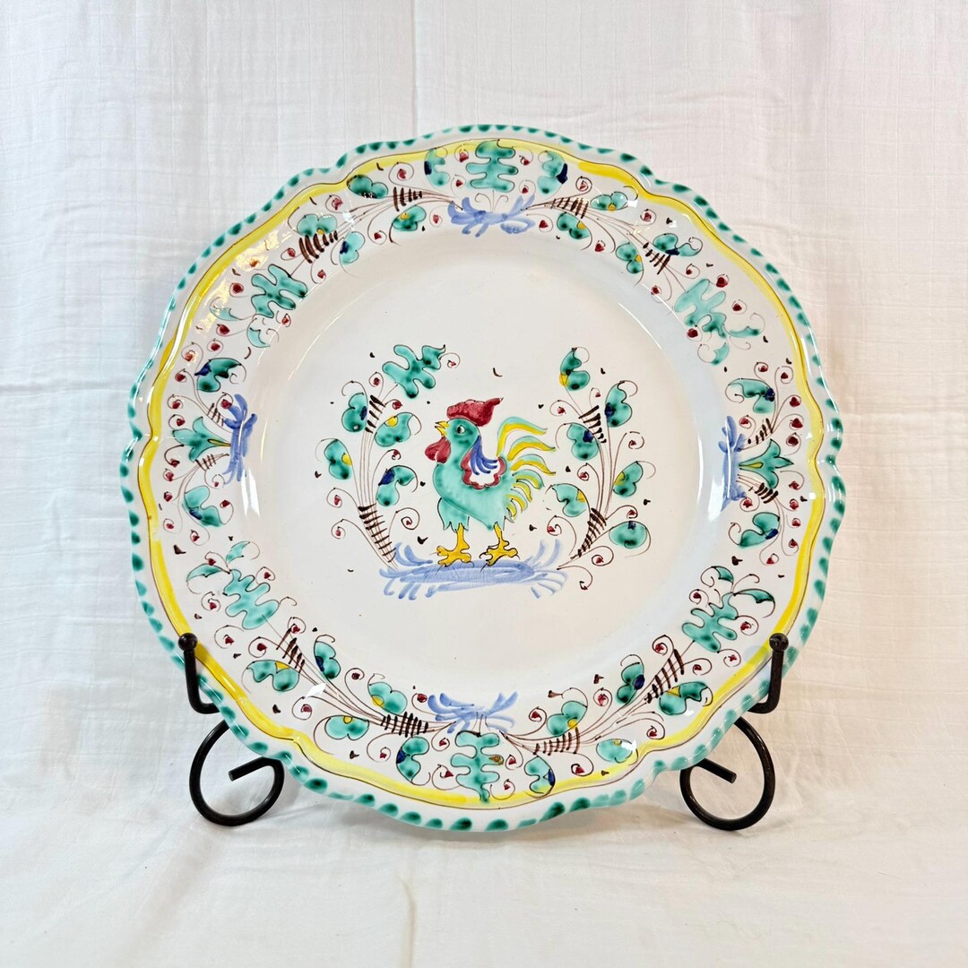 Deruta Rooster Charger Plate | Hand-painted Italian Pottery (13") - Etsy