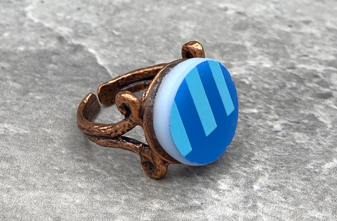 Blue Stripes (barcode) Pyrex Ring - Etsy