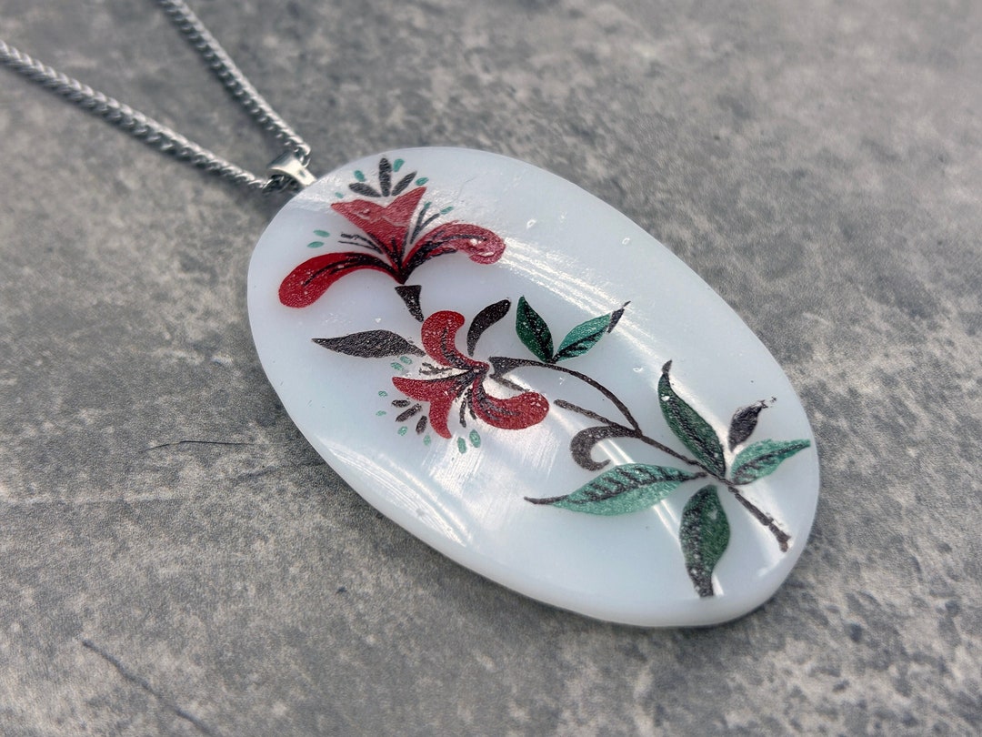 Honeysuckle Fire King Pendant With Stainless Steel Chain - Etsy