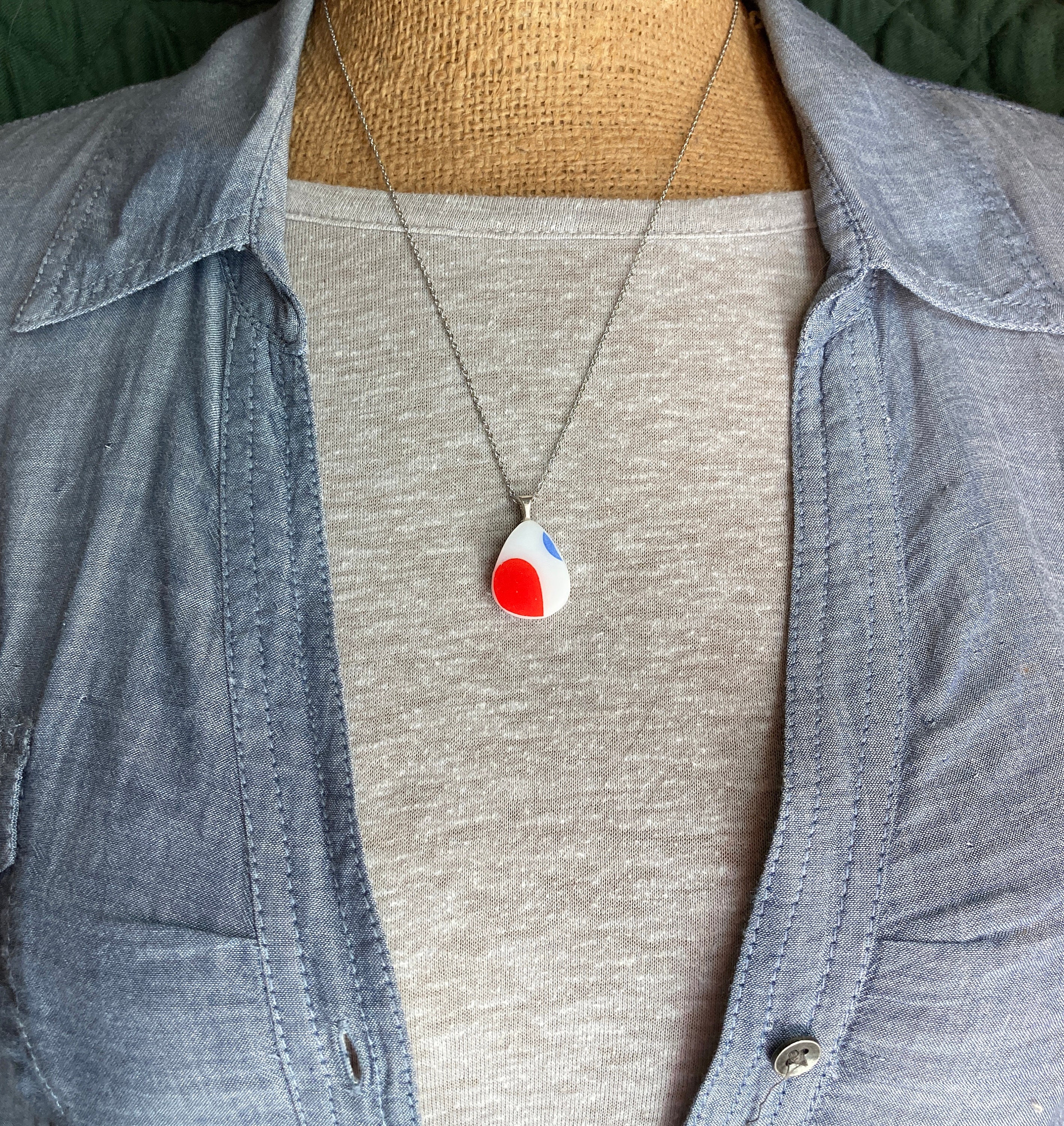 Hearts JAJ Pyrex Pendant With Stainless Steel Necklace - Etsy