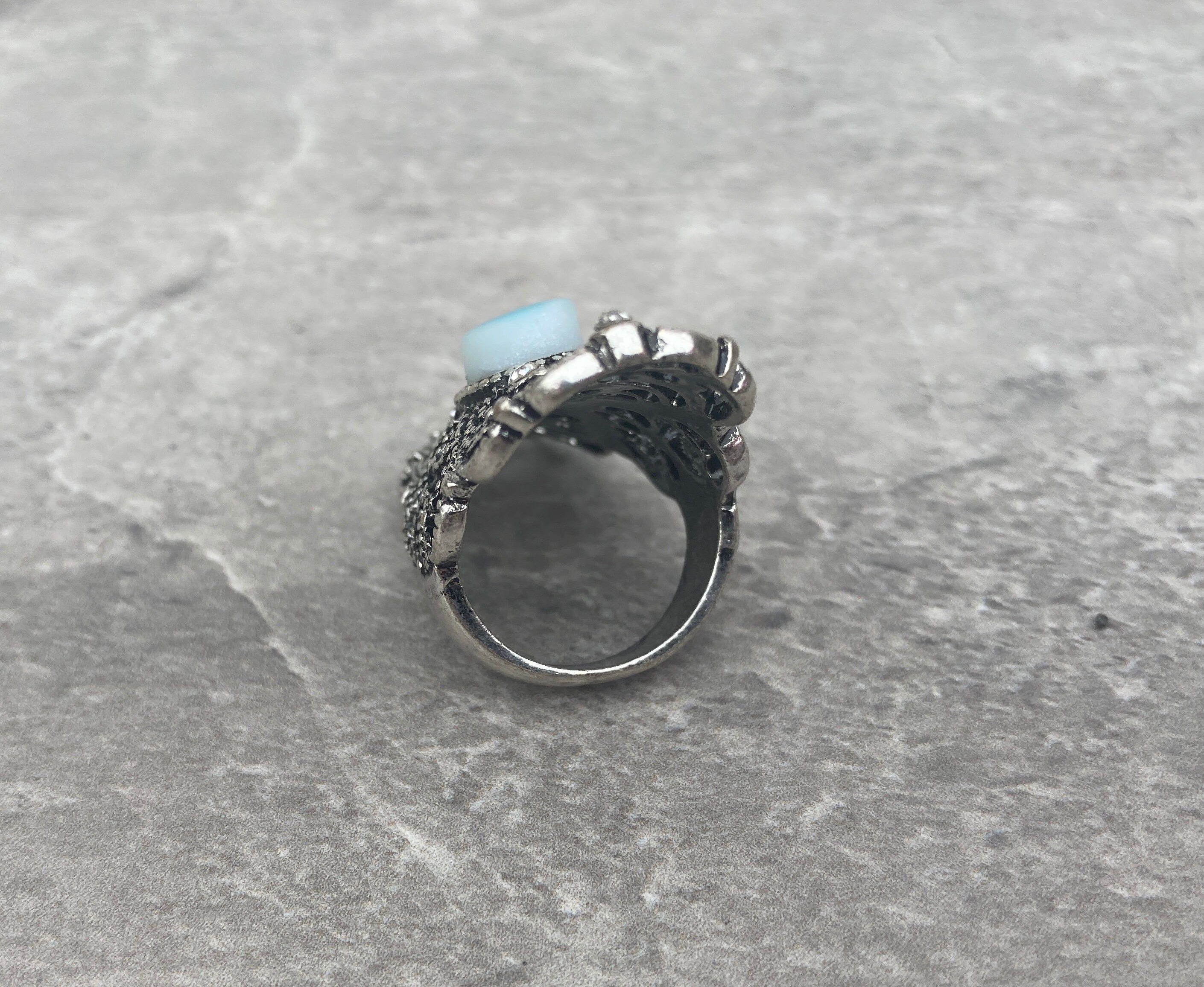 Dainty Maid Diamonds Pyrex Filigree Statement Ring | Etsy
