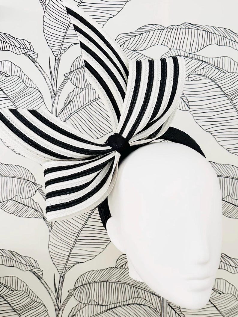 BOW AFFAIR -black & White Bow Headband | Derby Day Fascinator | Spring ...