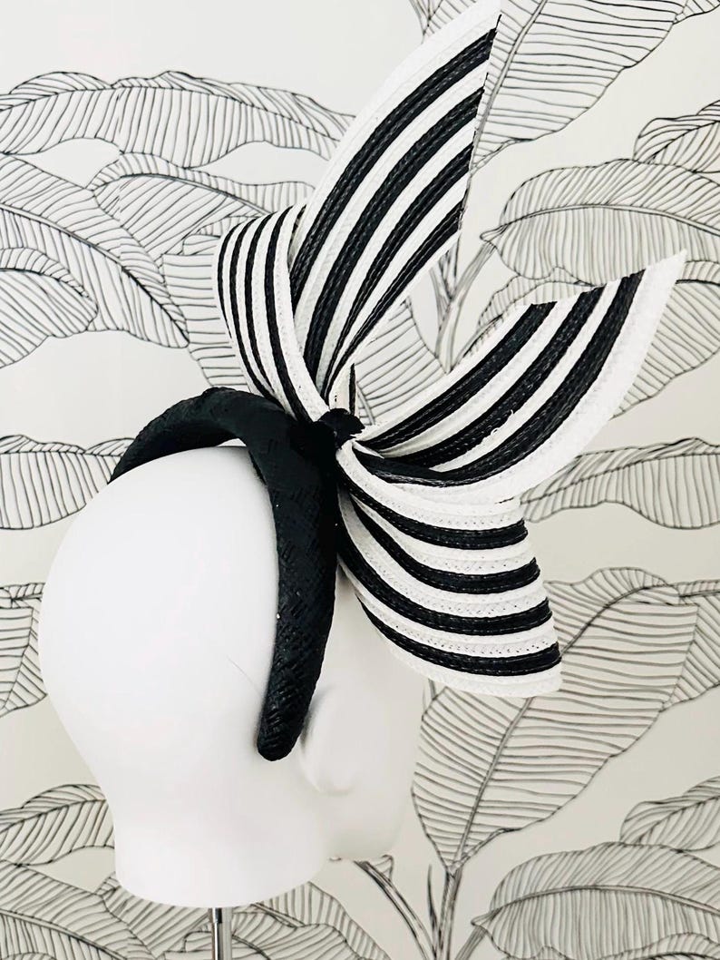 BOW AFFAIR -black & White Bow Headband | Derby Day Fascinator | Spring ...