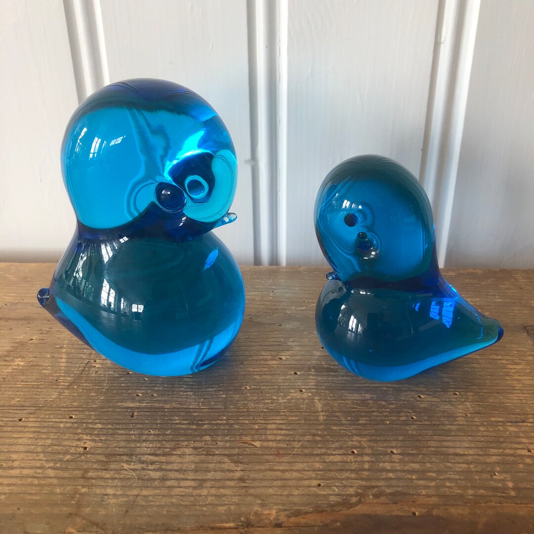 Pair FM Ronneby Blue Glass Bird Pippi Josef Marcolin Sweden - Etsy