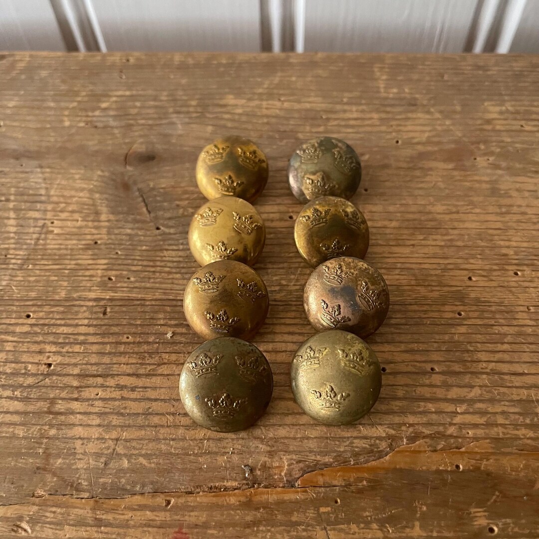 Set of 8 Vintage Military Brass Buttons Lagerström Essingen Sweden - Etsy