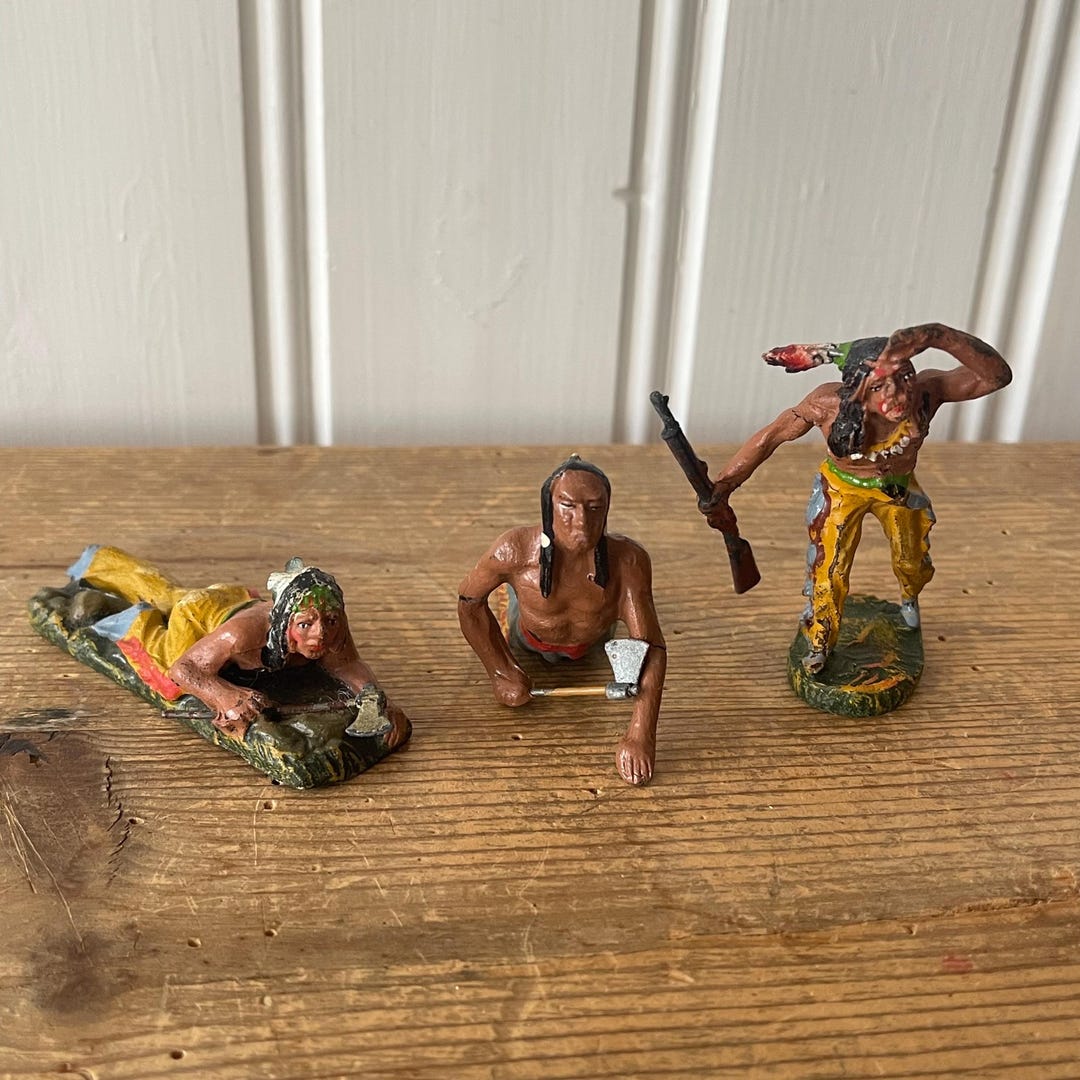 Set of 3 Elastolin Indians Figures Germany - Etsy