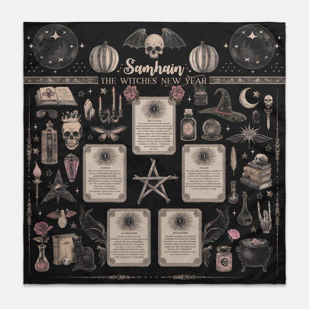 Samhain Tarot Cloth: Black Gothic Altar for Tarot Reading - Etsy