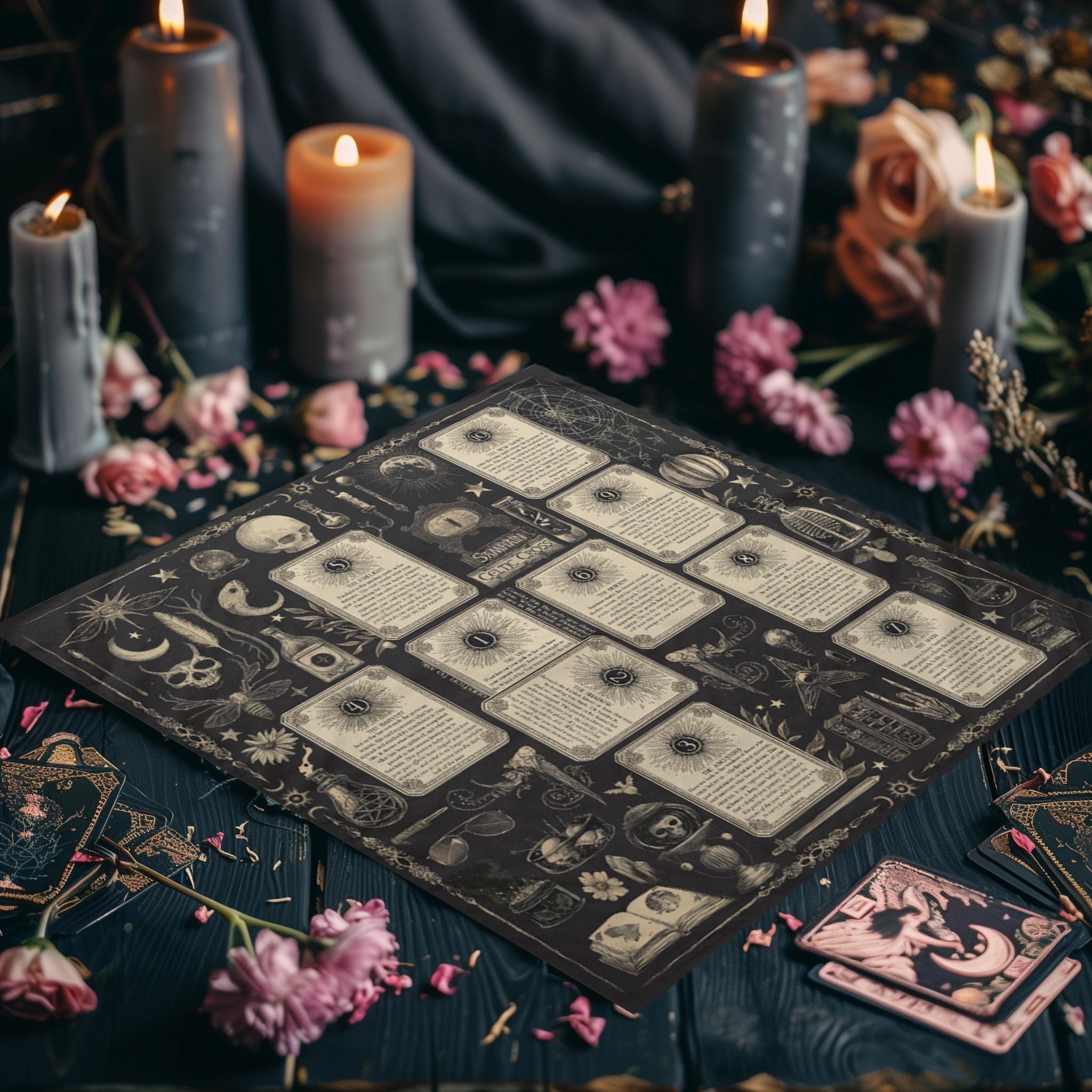 Samhain Tarot Cloth: Gothic Witch Altar Decor, Celtic Cross, 22" Square ...
