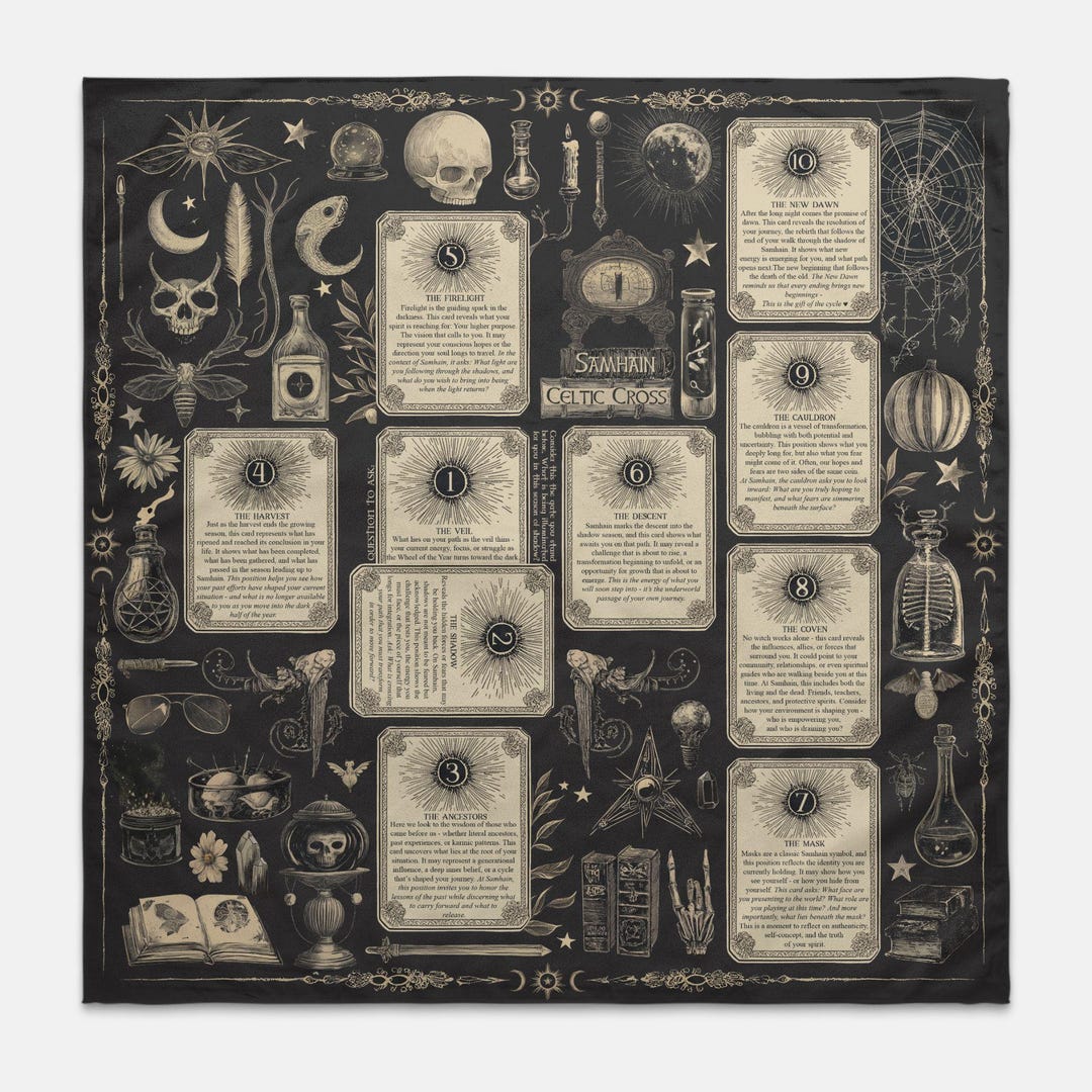 Samhain Tarot Cloth: Gothic Witch Altar Decor, Celtic Cross, 22" Square ...