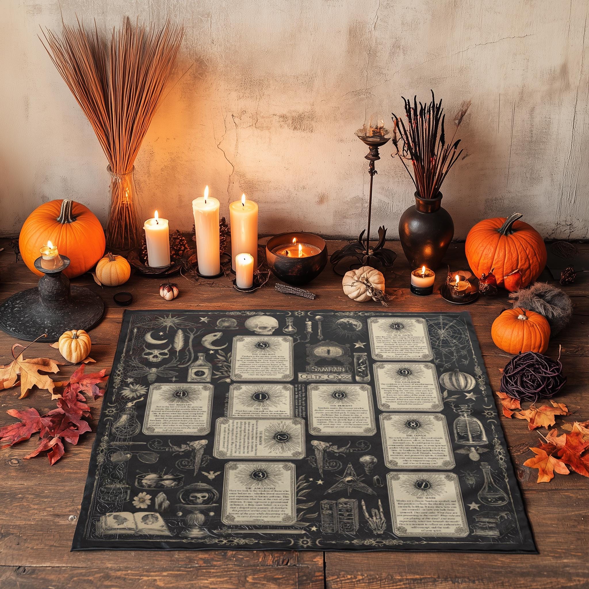 Samhain Tarot Cloth: Gothic Witch Altar Decor, Celtic Cross, 22" Square ...