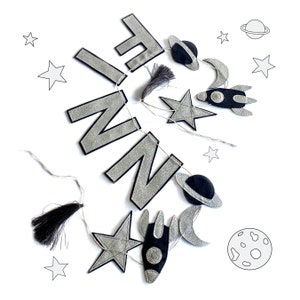 Personalized Name Banner - Space Theme Banner - Gift for Boy - Baby ...