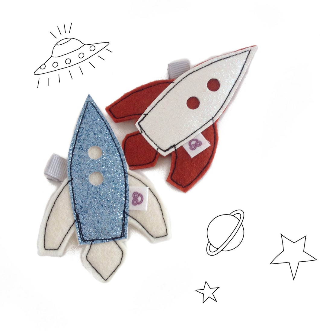 Spaceship Hair Clip for Girls - Glitter Space Rocket Hair Accessory ...