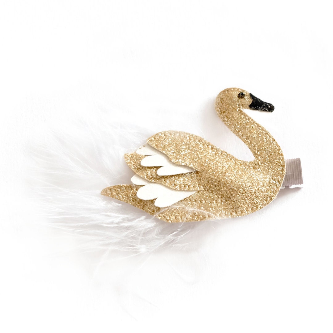 Gold Swan Hair Clip With Feathers - Ballerina Hair Accessory - Gift for ...