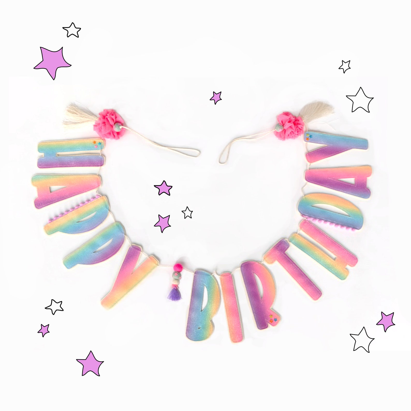 Custom Rainbow Birthday Banner Happy Birthday Banner Garland | Etsy