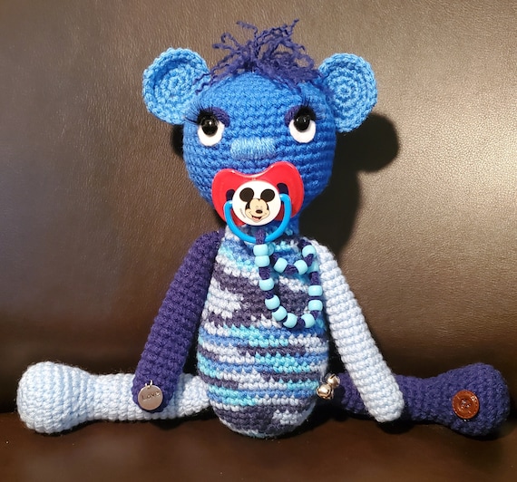 Handmade Crochet Amigurumi Teddy Blues Sensory Teddy Bear - Etsy