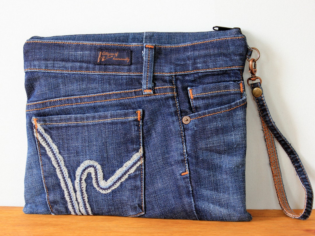 Travel Denim Pouch, Casual Denim Clutch, Cosmetic Toiletry Bag ...