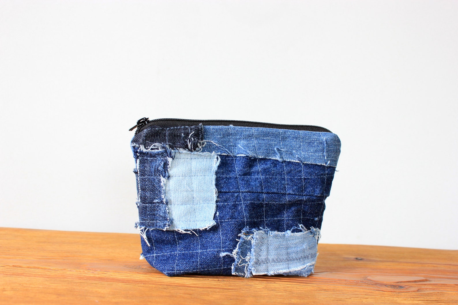 Boro Patchwork Denim Cosmetic Bag Boro Patch Zip Purse - Etsy