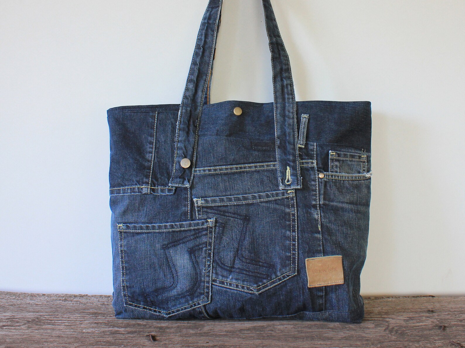 Large Patchwork Denim Bag Beach Weekender Big Shoulder Bag | Etsy