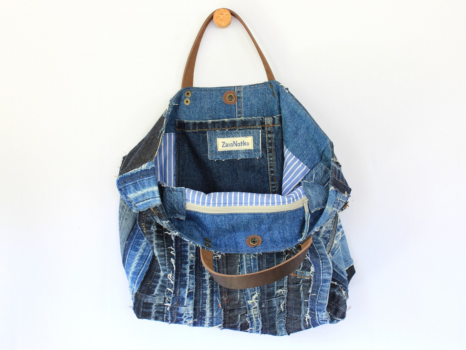 Patchwork Denim Bag, Ripped Boro Denim Handbag, Designer Denim Tote ...