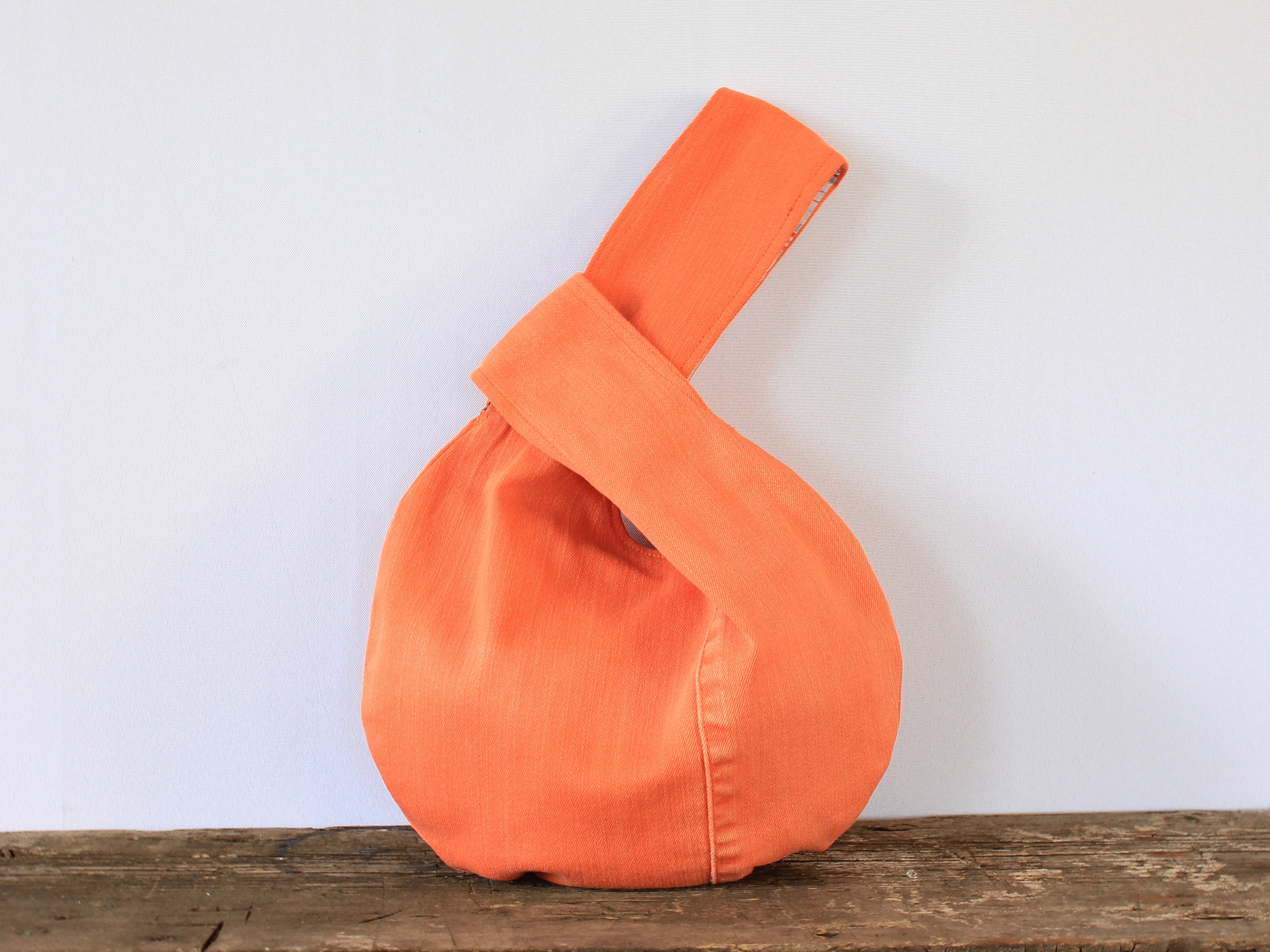 Orange Jeans Japanese Bag Round Denim Knot Bag Small Soft - Etsy