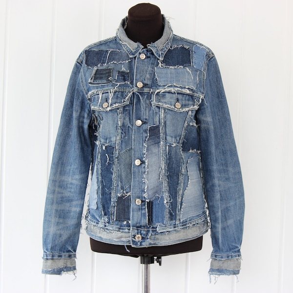 Patchwork Denim Jacket for Women - Etsy