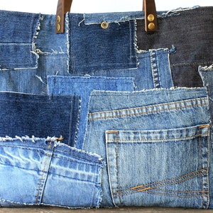 Patchwork Denim Bag, Ripped Boro Denim Handbag, Designer Denim Tote ...