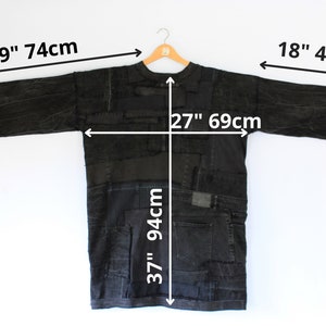 BLACK Patchwork Ripped Denim Coat, Oversize Black Robe, Unisex ...
