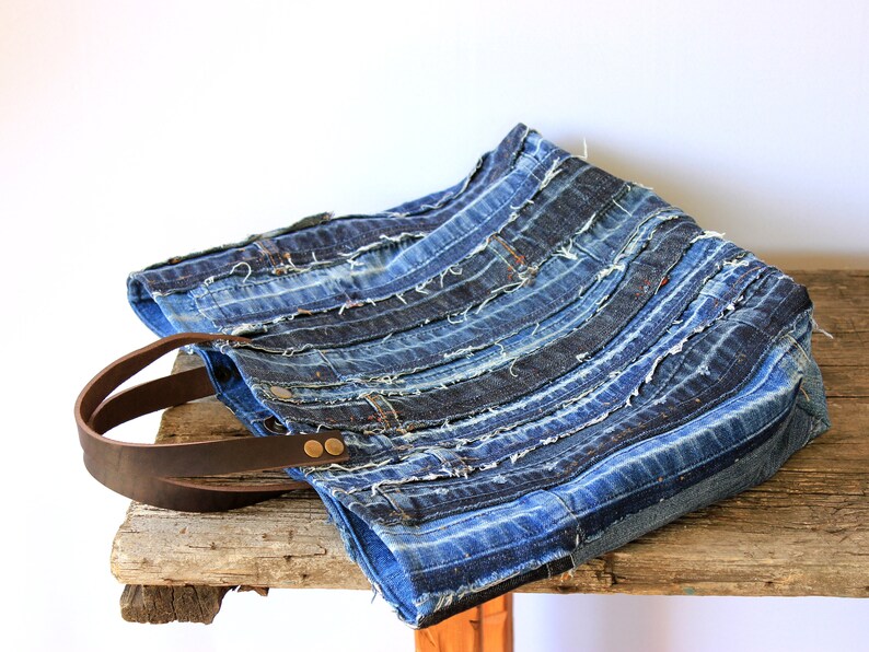 Patchwork Denim Bag Ripped Boro Denim Handbag Designer Denim - Etsy