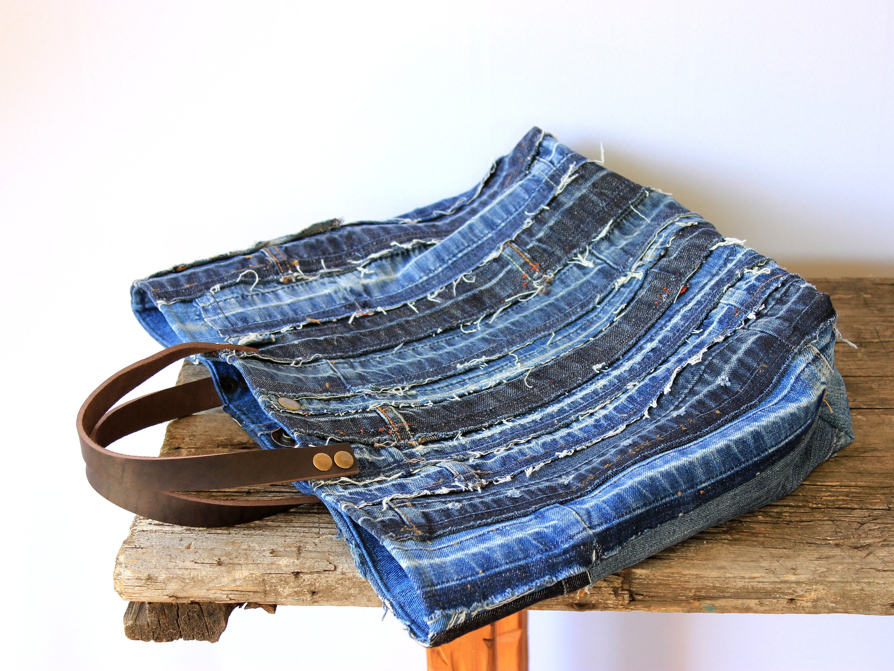 Patchwork Denim Bag Ripped Boro Denim Handbag Designer Denim - Etsy